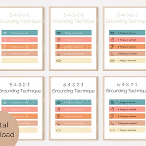 5-4-3-2-1 Grounding Technique Social Worker, Therapy Office Decor, Self ...