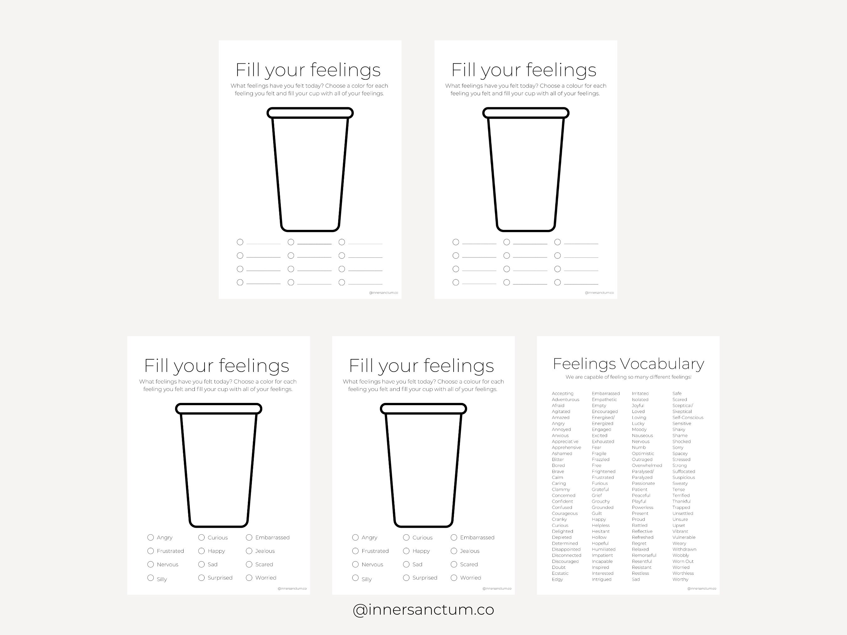 Fill Your Feelings Worksheet Emotions, Social Worker, Mental Health ...