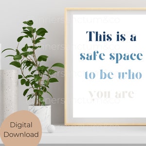 Safe Space Poster Social Worker, Therapy Office Decor, Self Care ...
