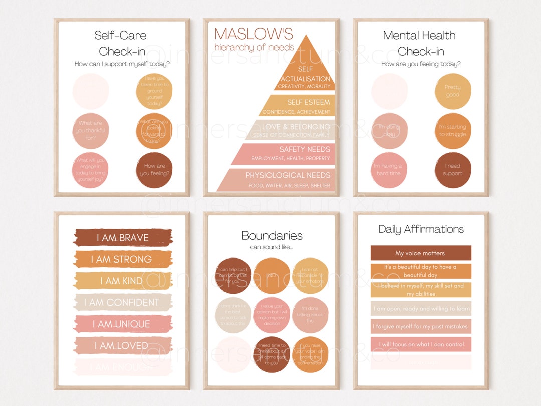 Bundle Set of 6 Counselling Posters Social Worker, Therapy Office Decor ...