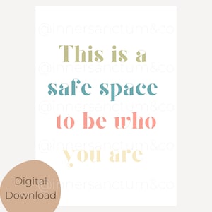 Safe Space Poster Social Worker, Therapy Office Decor, Self Care ...