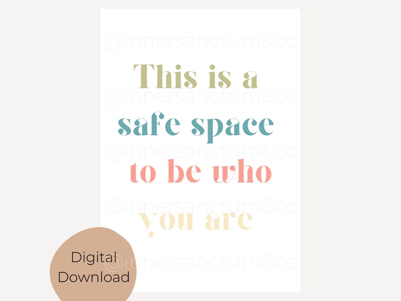 Safe Space Poster Social Worker, Therapy Office Decor, Self Care ...
