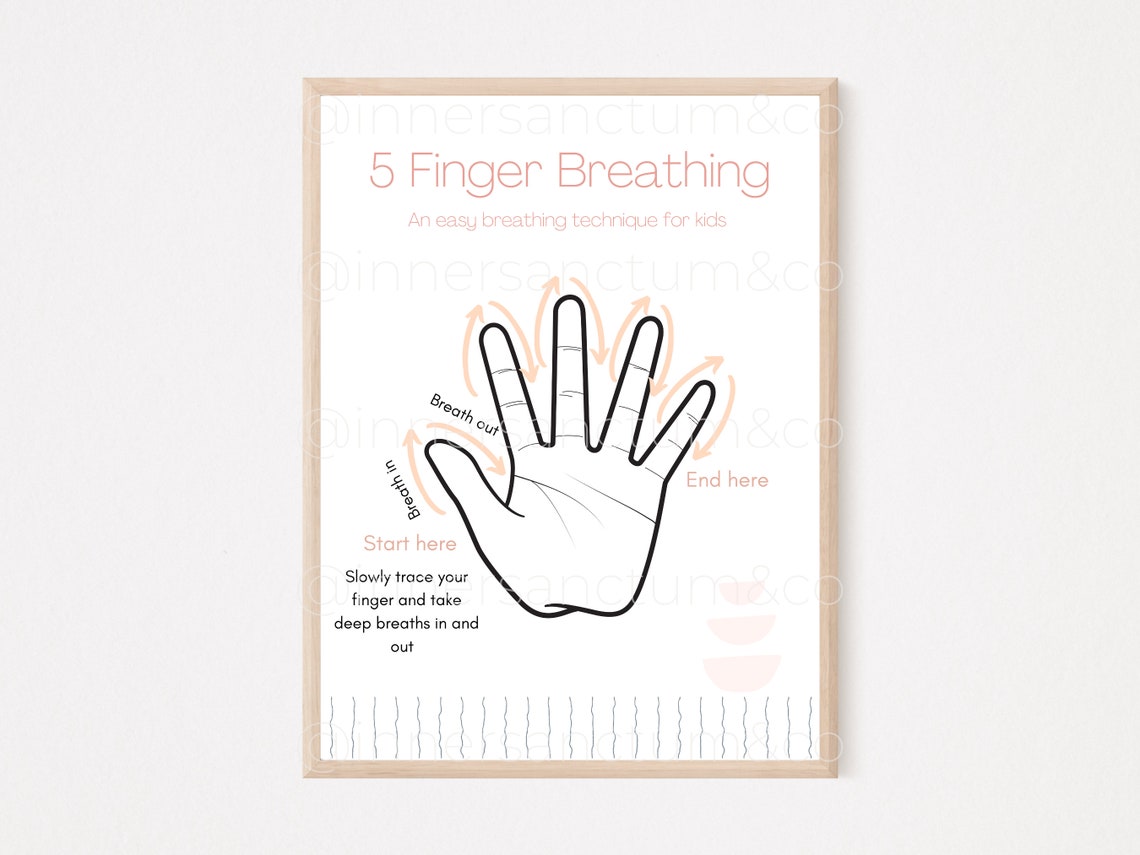 5 Finger Breathing Exercise Social Worker, Therapy Office Decor, Self ...