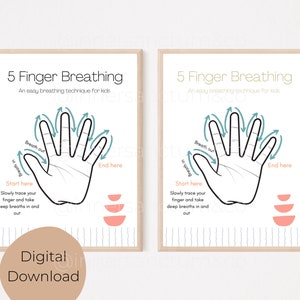 5 Finger Breathing Exercise Social Worker, Therapy Office Decor, Self ...