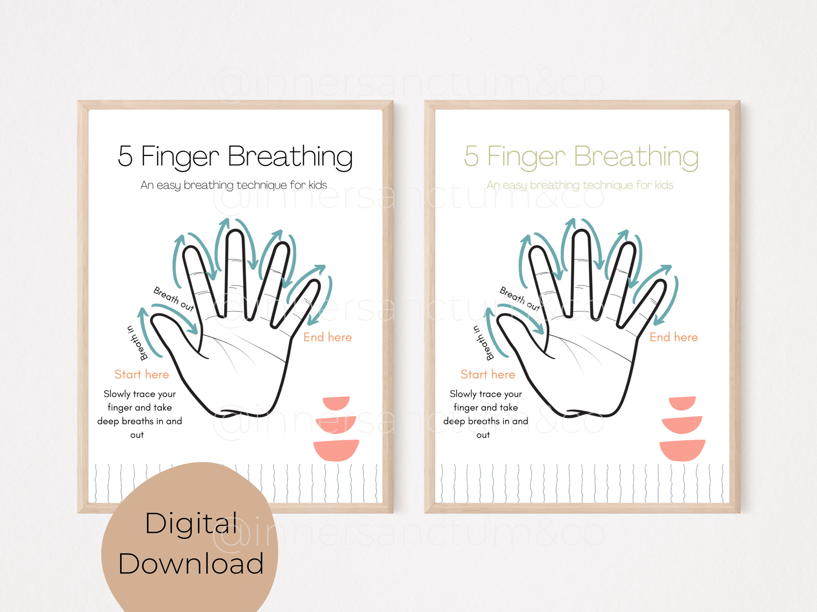 5 Finger Breathing Exercise Social Worker, Therapy Office Decor, Self ...