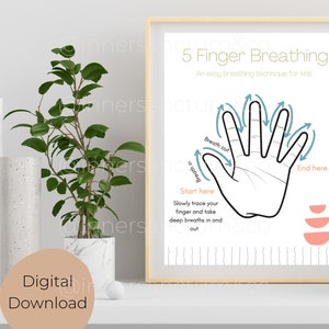 5 Finger Breathing Exercise Social Worker, Therapy Office Decor, Self ...