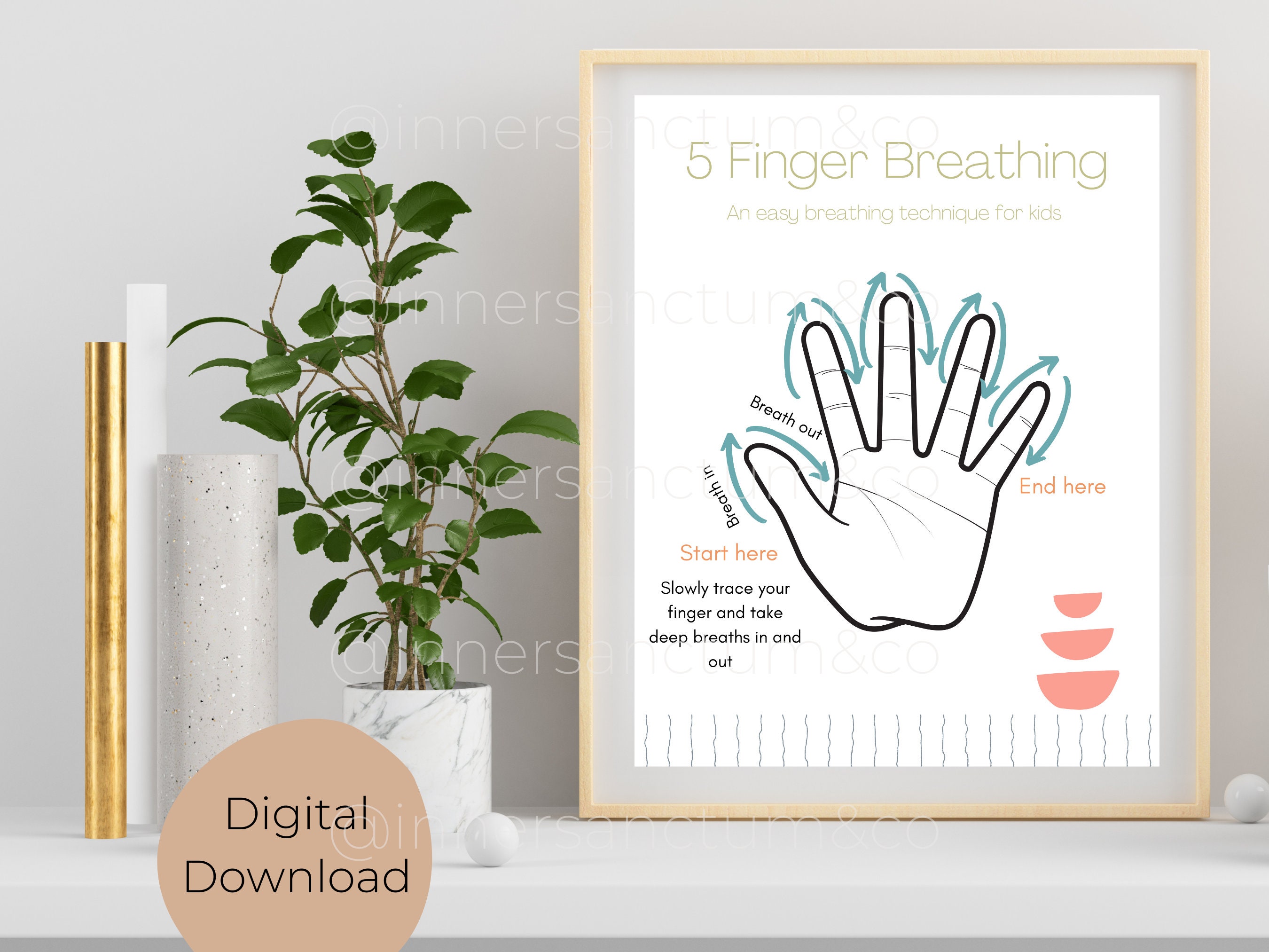 5 Finger Breathing Exercise Social Worker, Therapy Office Decor, Self ...