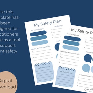 Printable Safety Crisis Plan Worksheet Therapy Aid, School Counselor ...