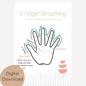 5 Finger Breathing Exercise Social Worker, Therapy Office Decor, Self ...