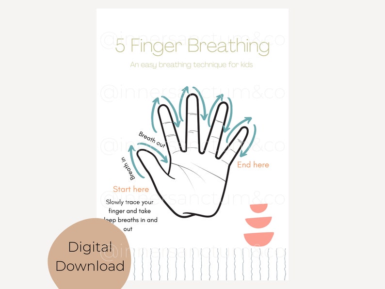 5 Finger Breathing Exercise Social Worker, Therapy Office Decor, Self ...