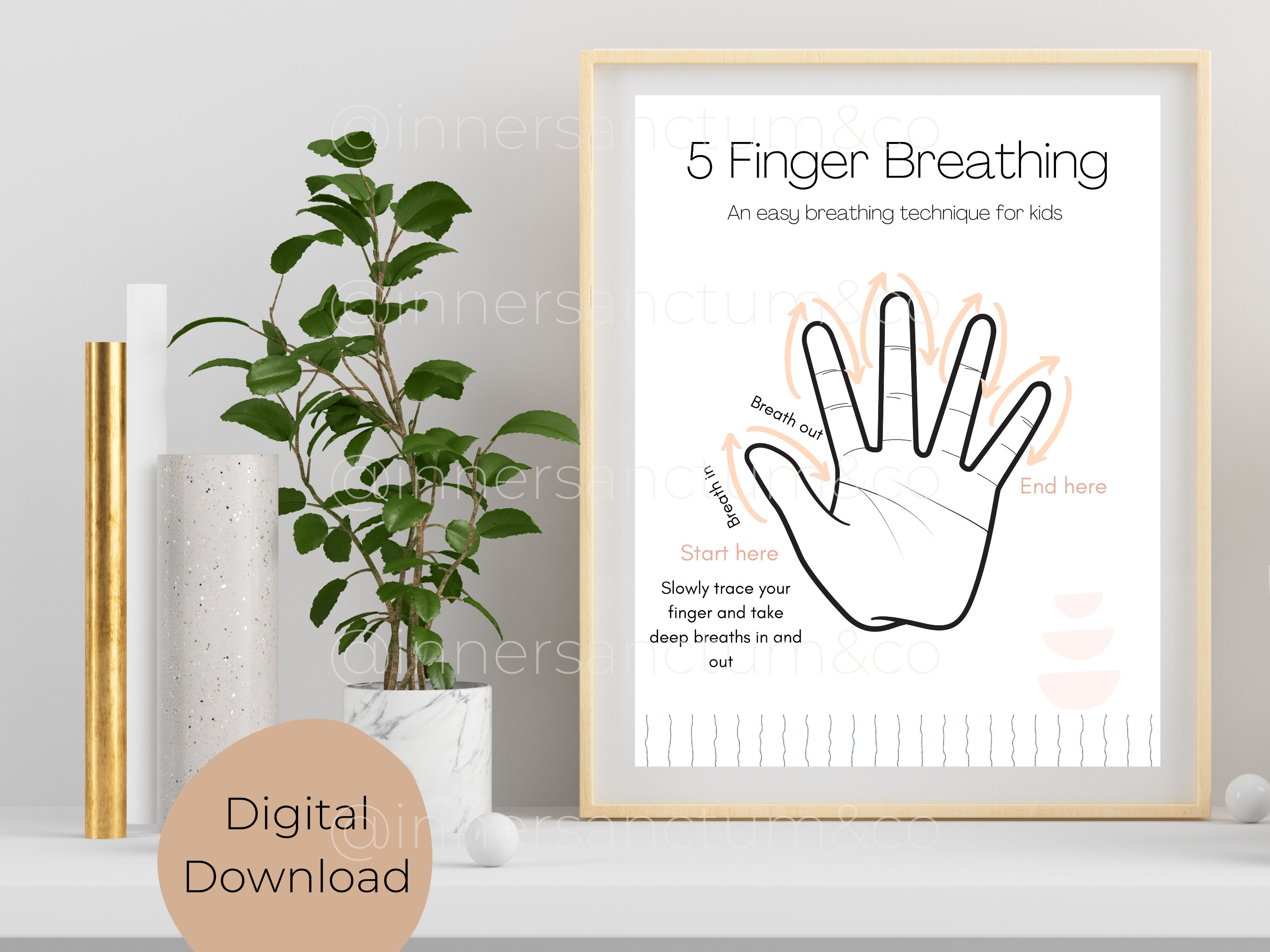 5 Finger Breathing Exercise Social Worker, Therapy Office Decor, Self ...