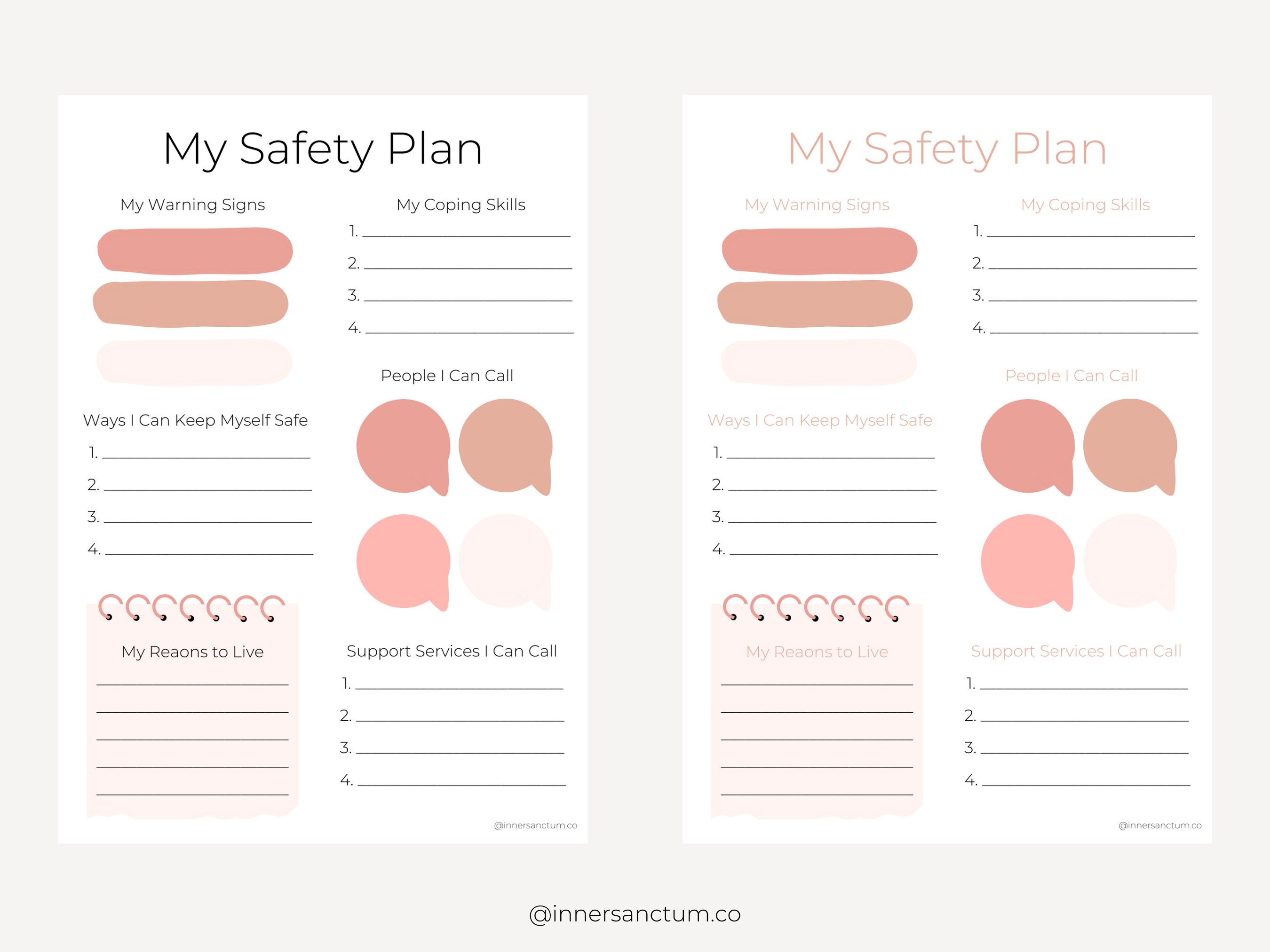 Printable Safety Crisis Plan Worksheet Therapy Aid, School Counselor ...