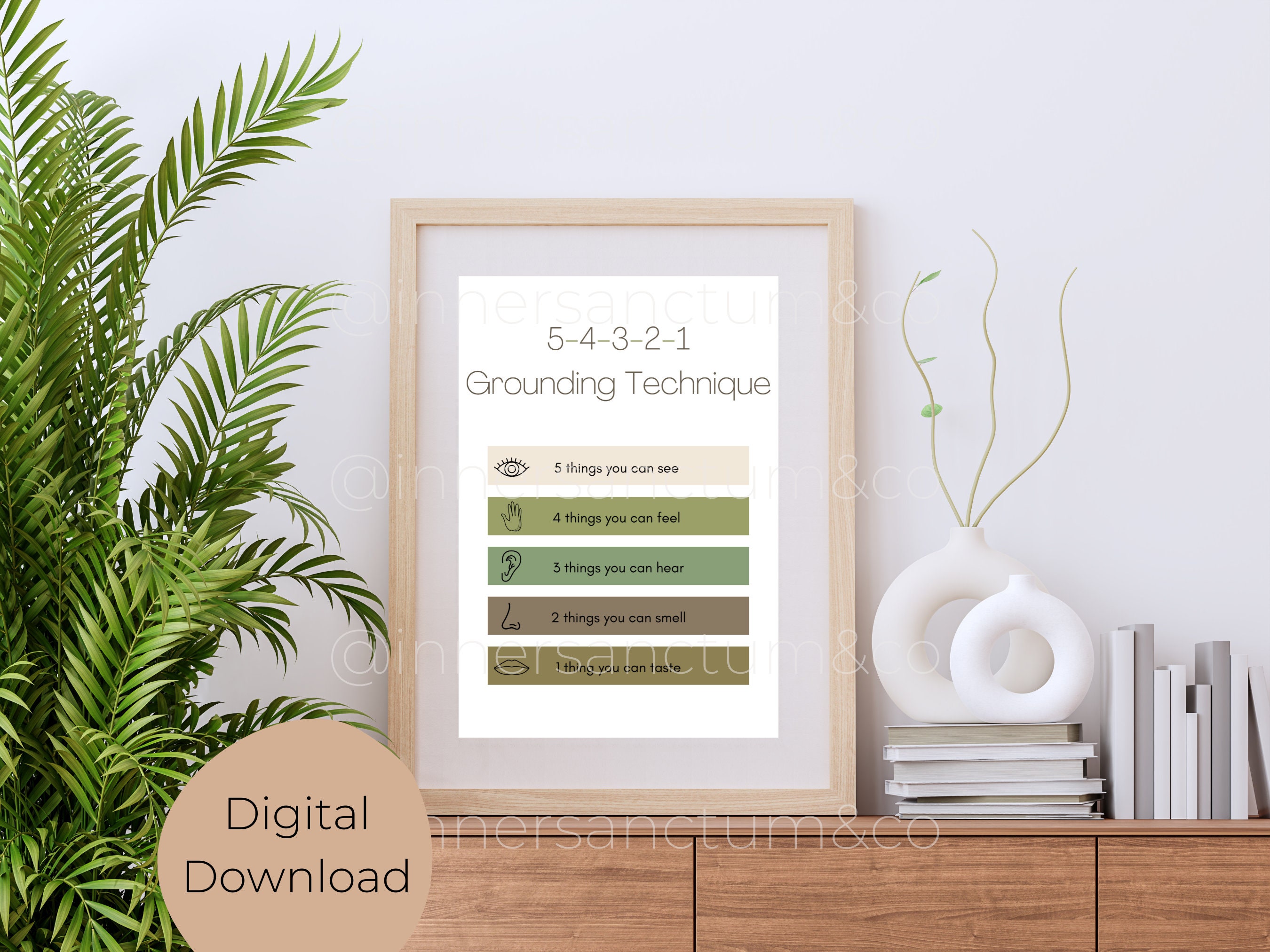 5-4-3-2-1 Grounding Technique Social Worker, Therapy Office Decor, Self ...