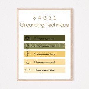 5-4-3-2-1 Grounding Technique Social Worker, Therapy Office Decor, Self ...
