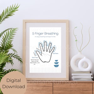 5 Finger Breathing Exercise Social Worker, Therapy Office Decor, Self ...