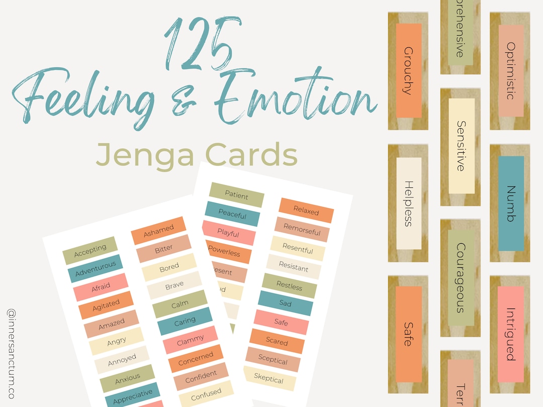 125 Jenga Feeling & Emotions Cards Social Psychology,table Talk Family ...