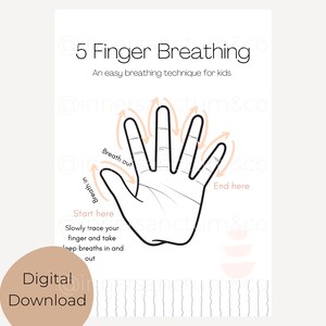 5 Finger Breathing Exercise Social Worker, Therapy Office Decor, Self ...