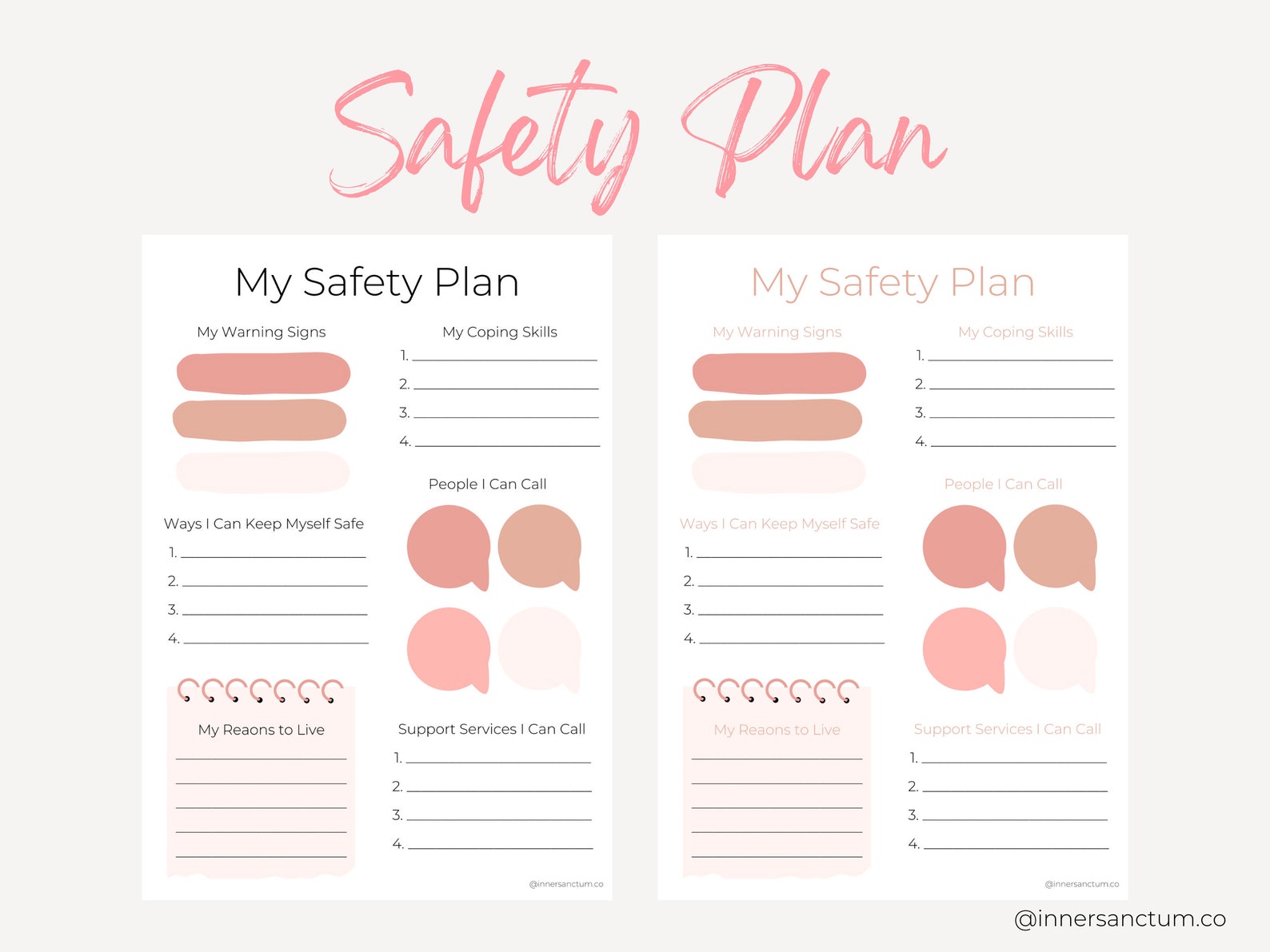 Printable Safety Crisis Plan Worksheet Therapy Aid, School Counselor ...