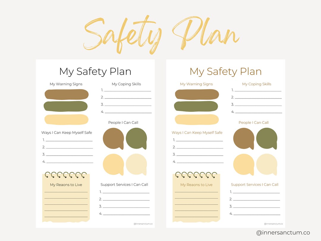 Printable Safety Crisis Plan Worksheet Therapy Aid, School Counselor ...