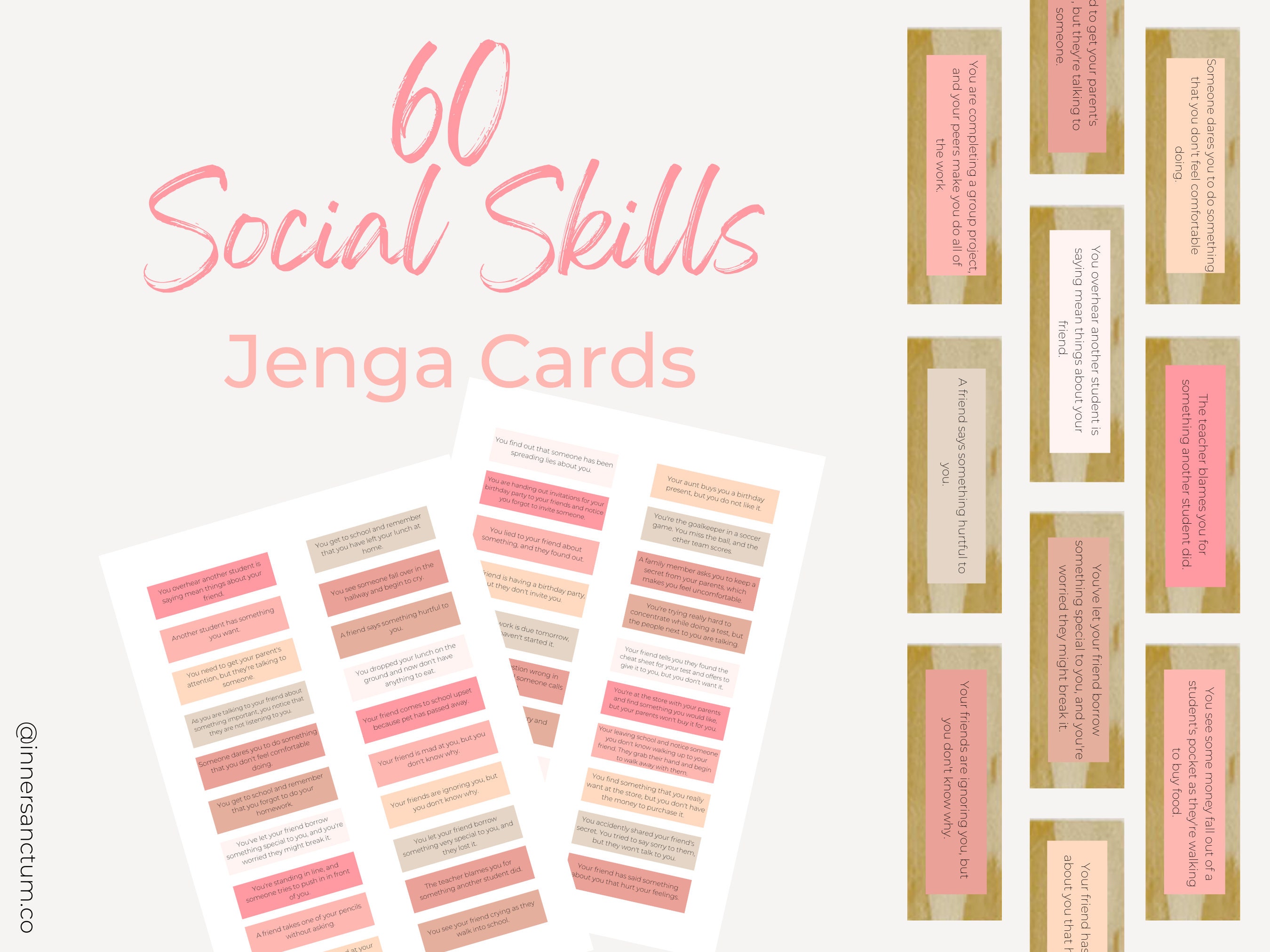 Jenga Social Skills Situation Cards Jenga Questions, Social Psychology ...