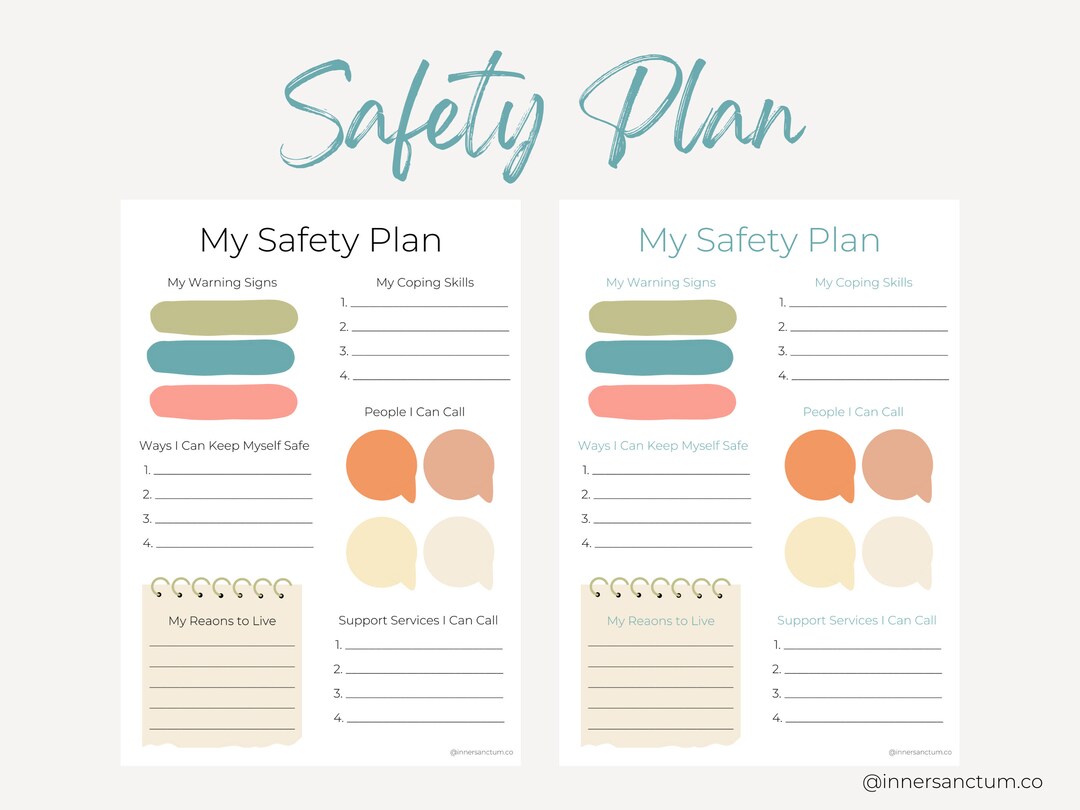Printable Safety Crisis Plan Worksheet Therapy Aid, School Counselor ...