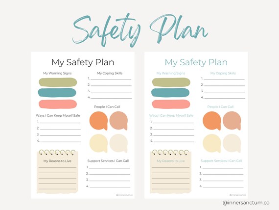 Printable Safety Crisis Plan Worksheet Therapy Aid School - Etsy