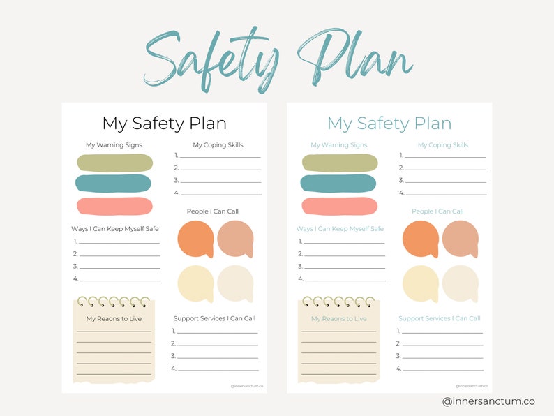 Printable Safety Crisis Plan Worksheet Therapy Aid, School Counselor ...