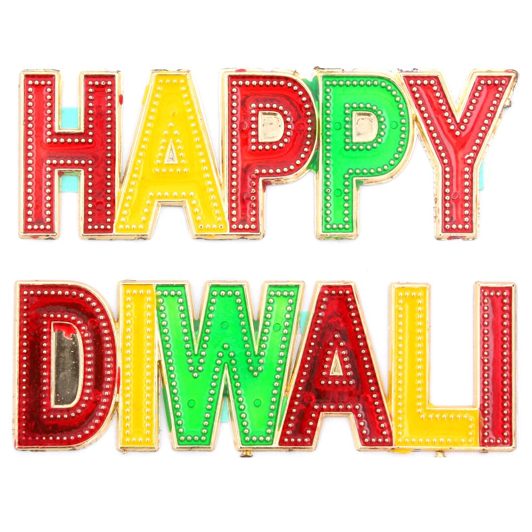Diwali Sticker Plastic Text Happy Diwali Sign Meenakari Colourful Hindu ...