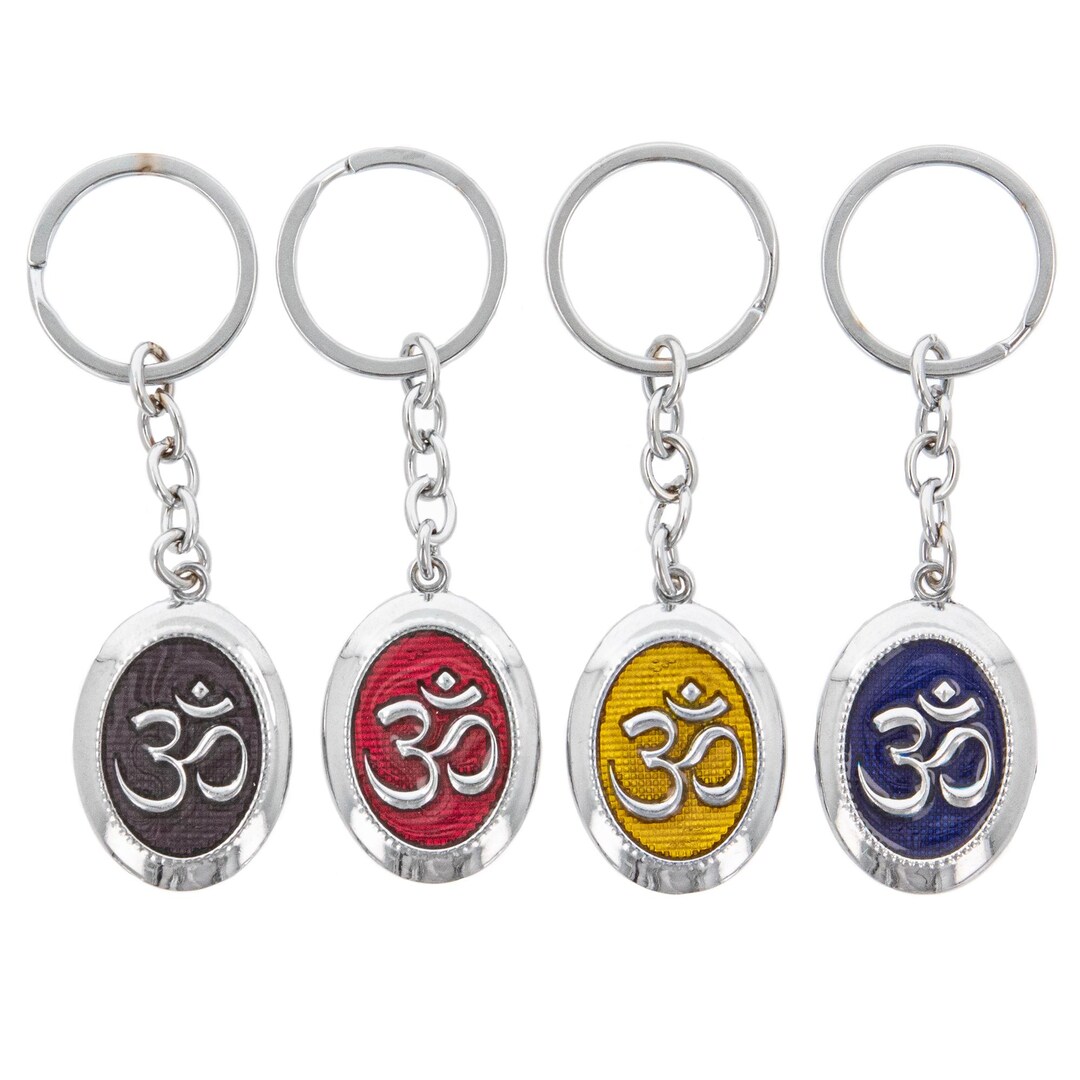 Coloured Om Keyring Aum Ohm Piece Symbol Silver Metal Hindu Car Key ...
