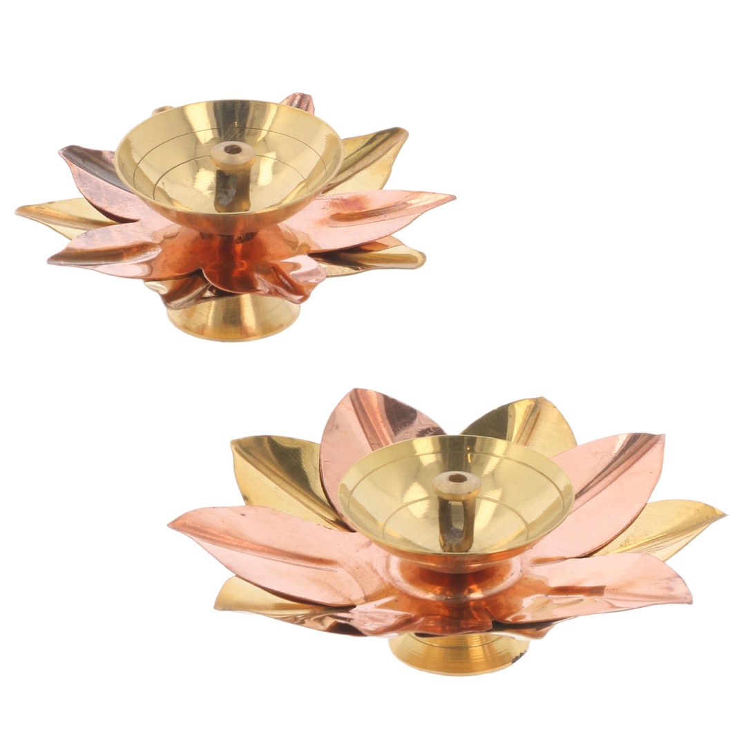 Brass Diya Deepak Oil Lamp Lotus Akhand Jyoti Diva Kamal Flower Indian ...