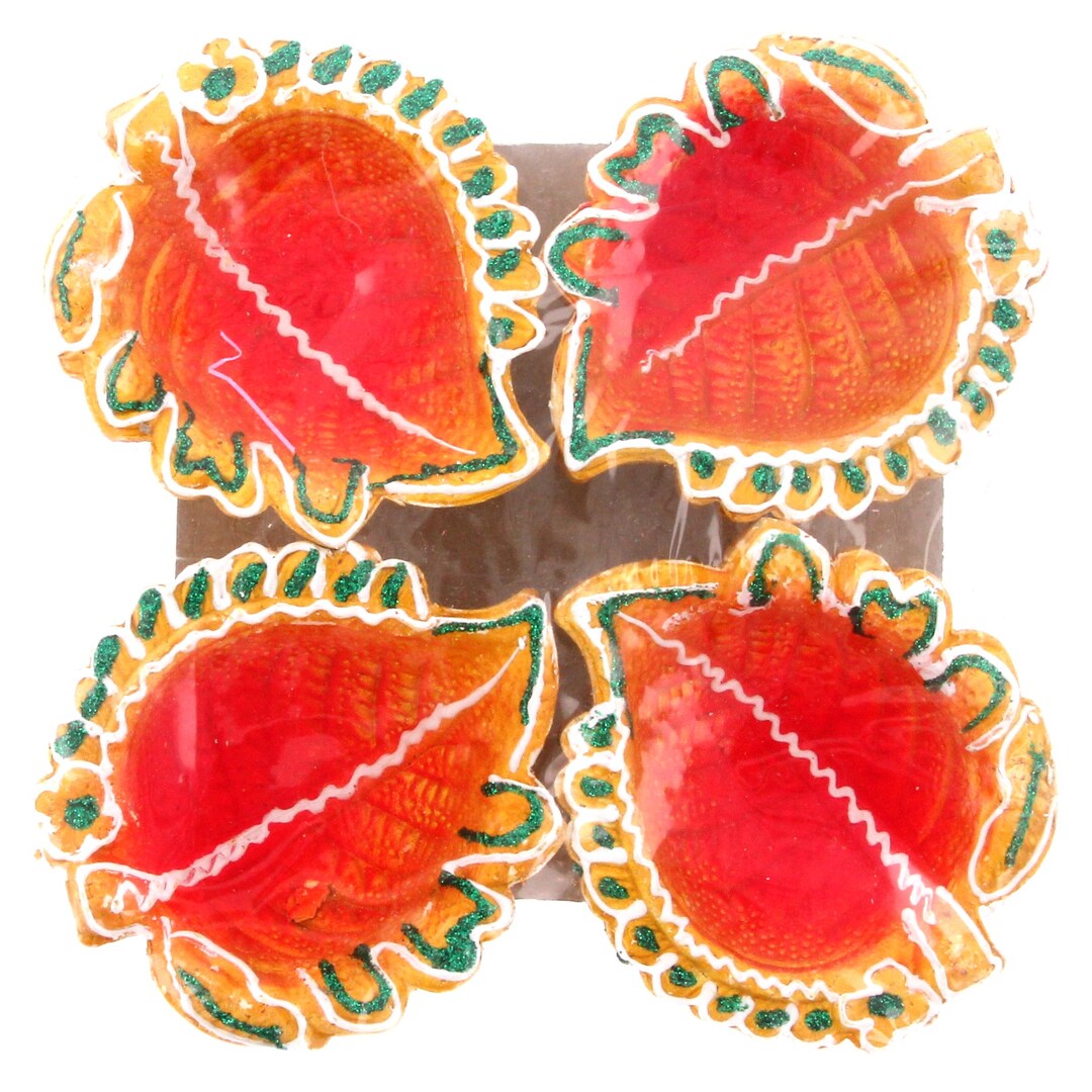 Diwali Diya Clay Oil Lamp Diva Indian Painted Diyas Tealight Candle ...