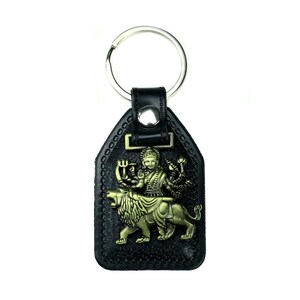 Hanuman Radha Krishna Shiva Durga Maa Keyring Hindu Black Leather Metal ...