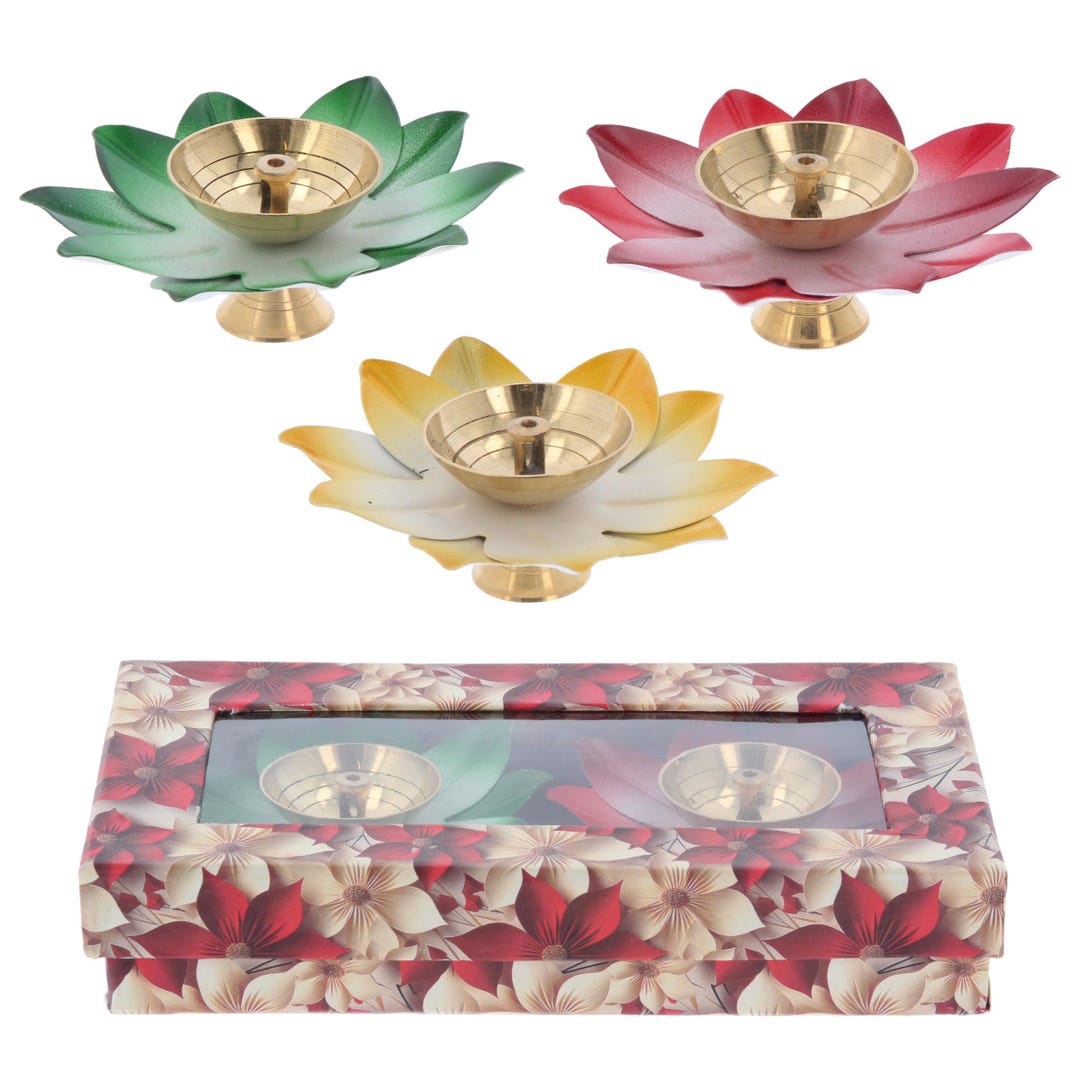 Brass Diya Deepak Oil Lamp Akhand Jyoti Diva Lotus Kamal Flower ...