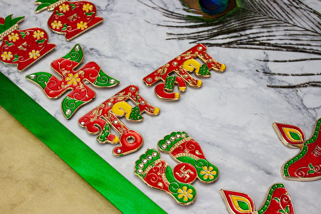 Diwali Sticker Hindu Pagla Swastika Hindi Shubh Labh 3 Pack Plastic ...