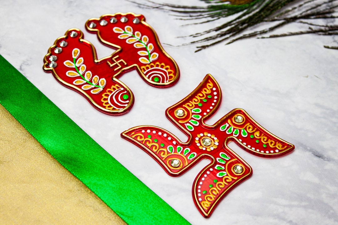 Diwali Sticker Hindu Pagla Swastika 2 Pack Plastic Transparent Red ...