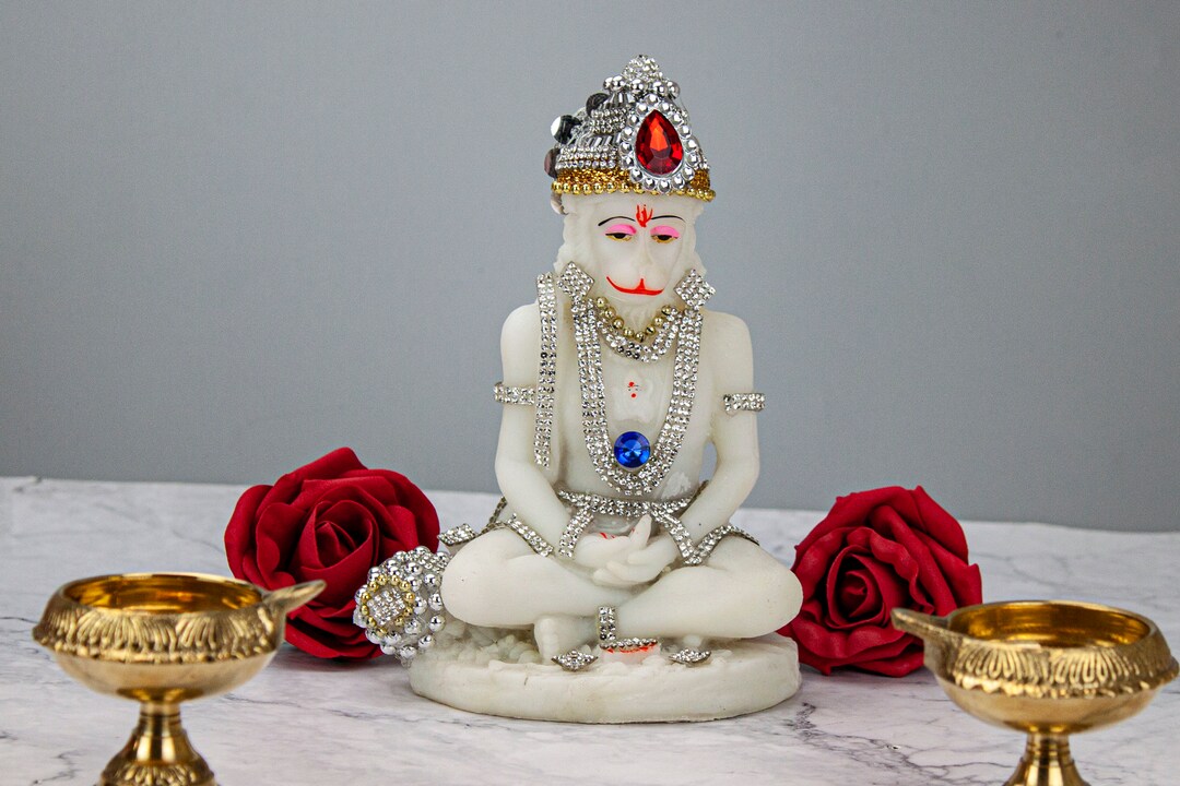 Hanuman Statue Murti Sitting Monkey God Idol Figurine Home Decor ...