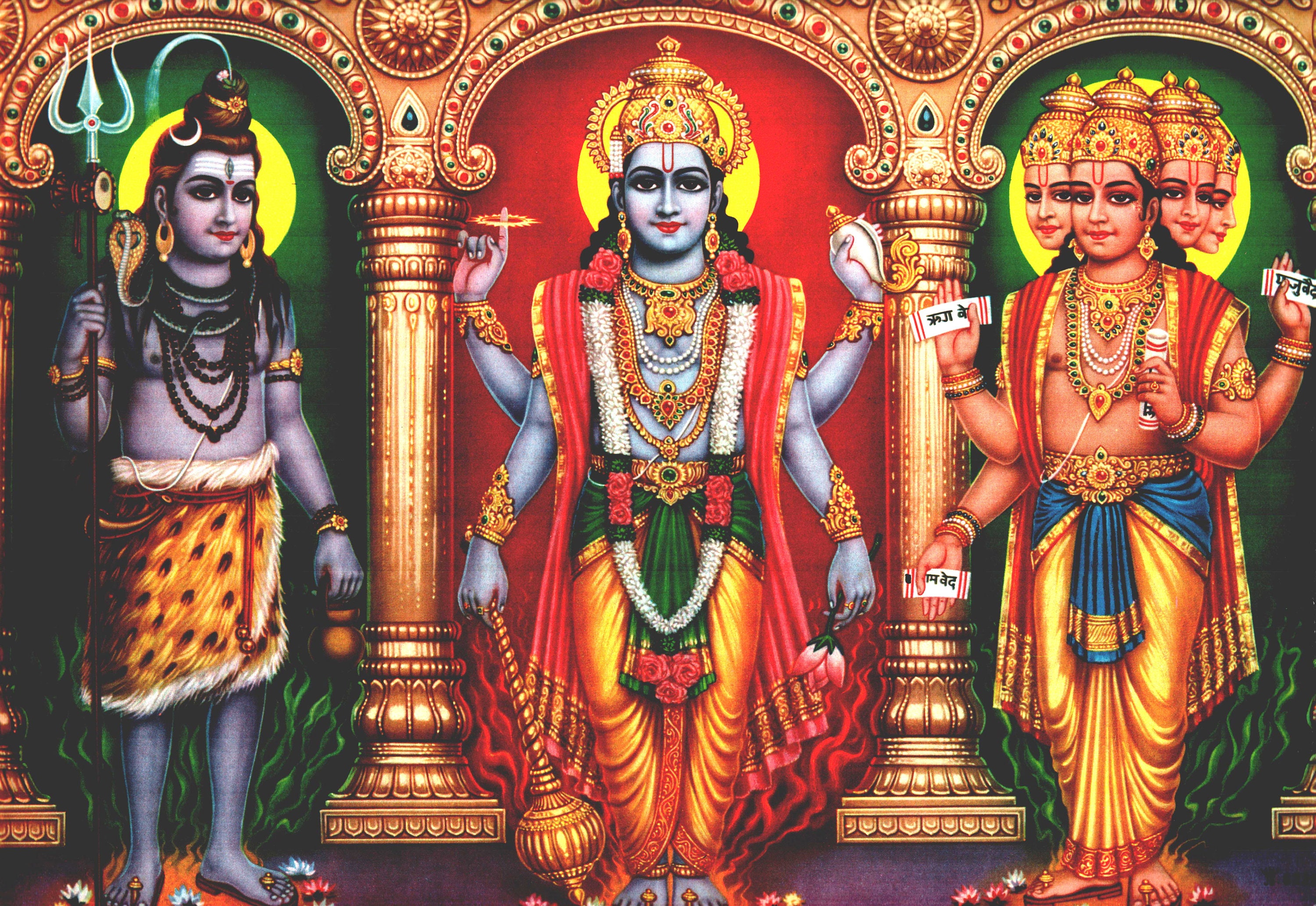 Brahma Vishnu Mahesh Poster Print Vintage Hindu God Trimurti - Etsy