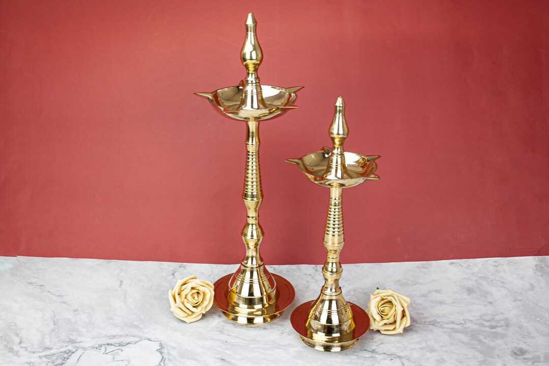 Tall Brass Diya Kuthu Vilakku Stand Holder Deep Oil Lamp Holder ...