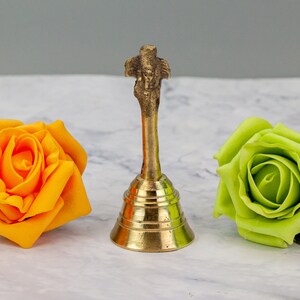 Garuda Pooja Bell Ghanti Golden Brass Metal Hindu Hand Held Puja Bell ...