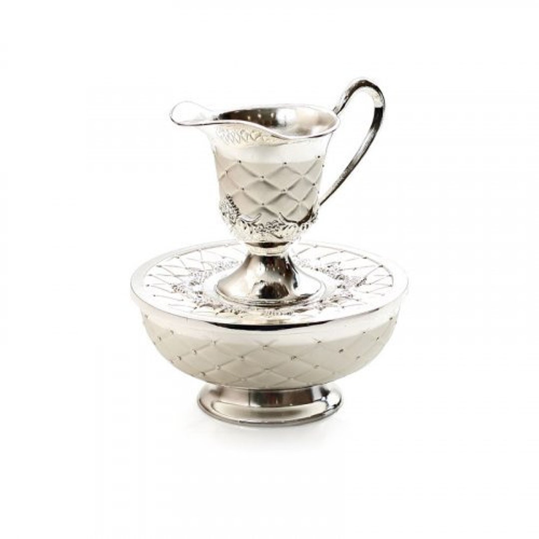Netilat Yadayim Wash Cup and Matching Bowl, Mayim Achronim, Stainless ...