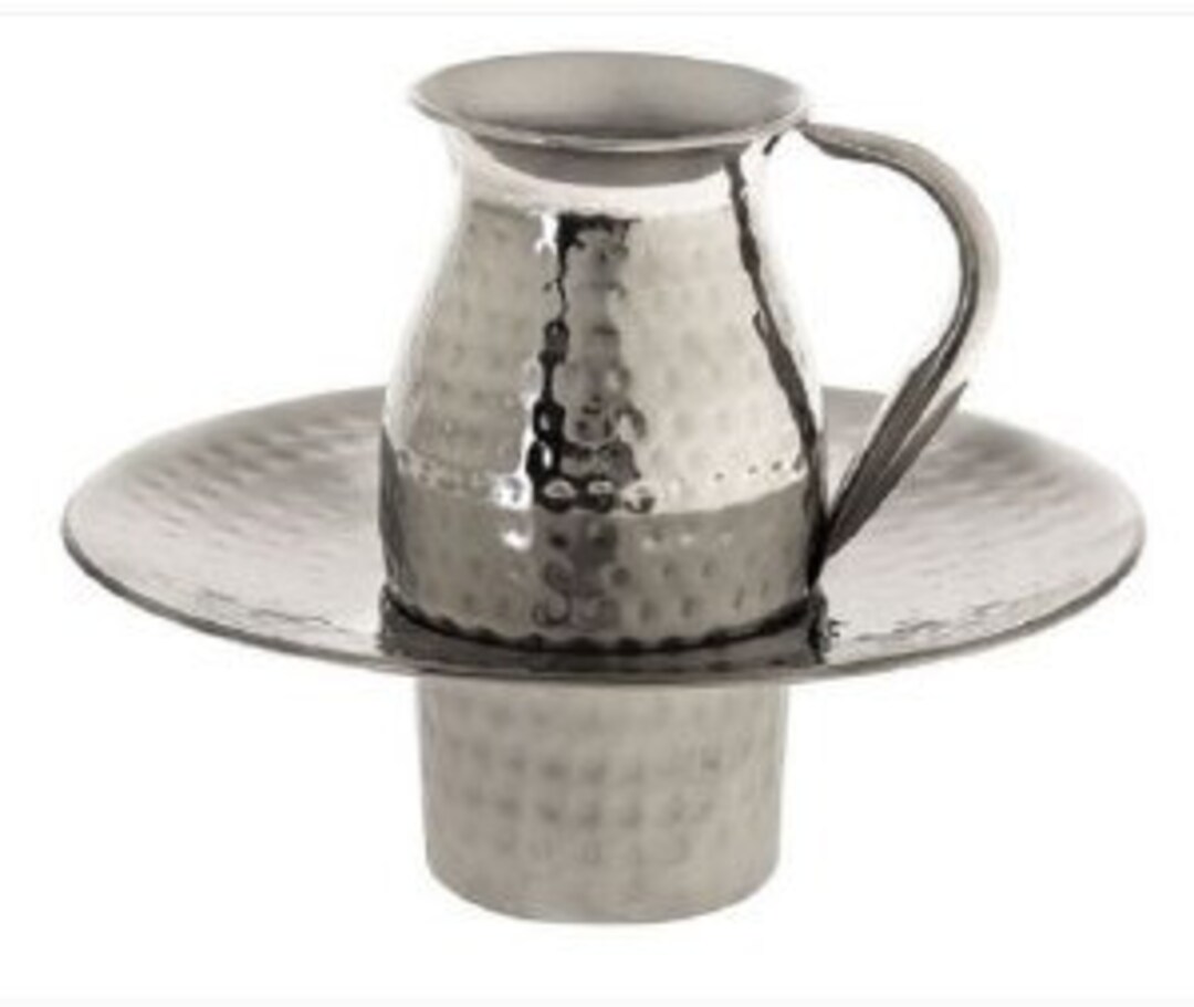 Netilat Yadayim Wash Cup and Matching Bowl, Mayim Achronim, Stainless ...