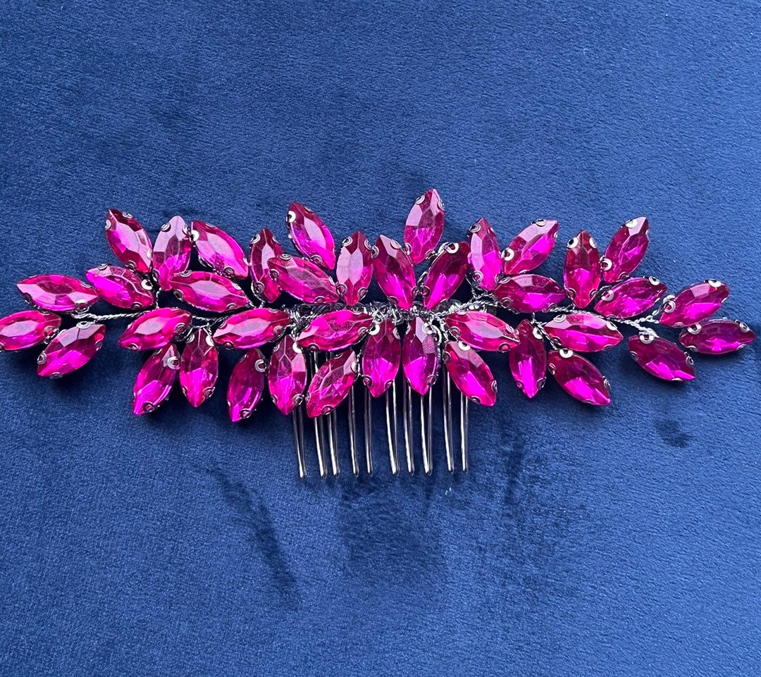 Fuchsia Pink Hair Comb - Etsy