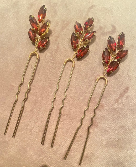 Pinky Red Hair Pins - Etsy
