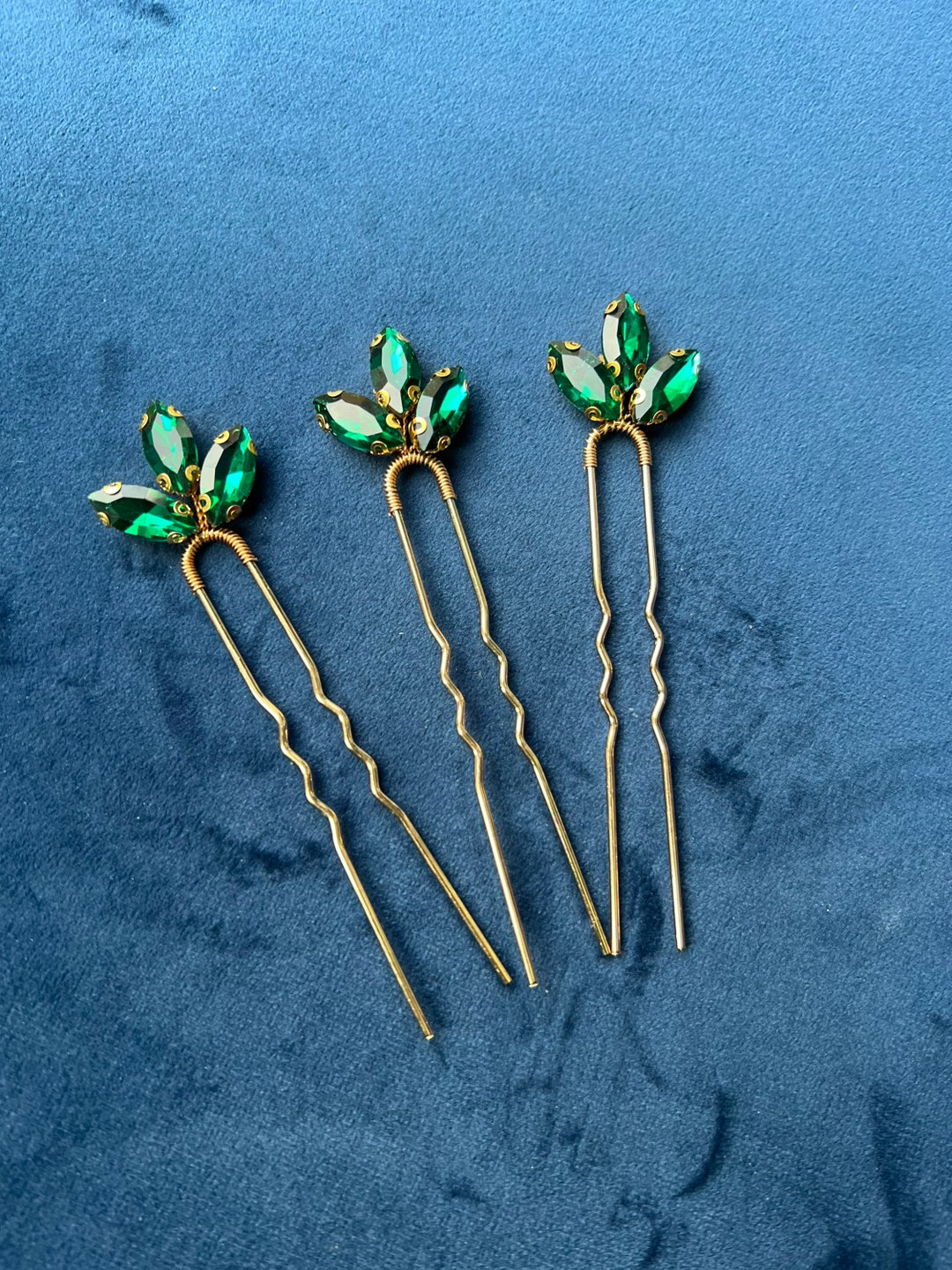 Emerald Green Hair Pins - Etsy