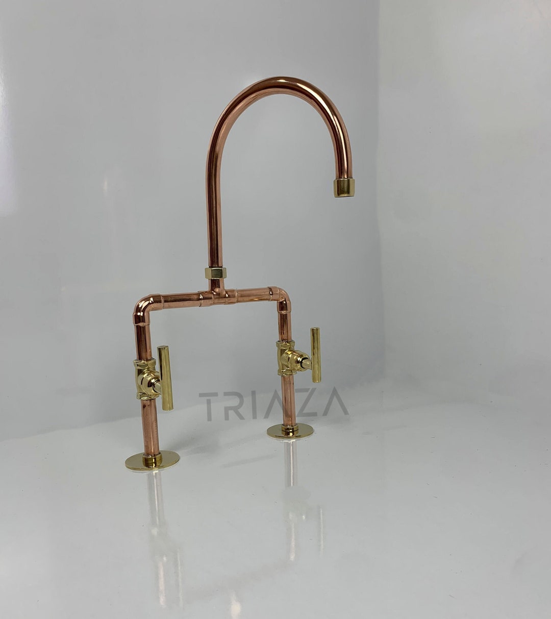 Unlacquered Solid Copper Bridge Faucet Kitchen Faucet - Etsy