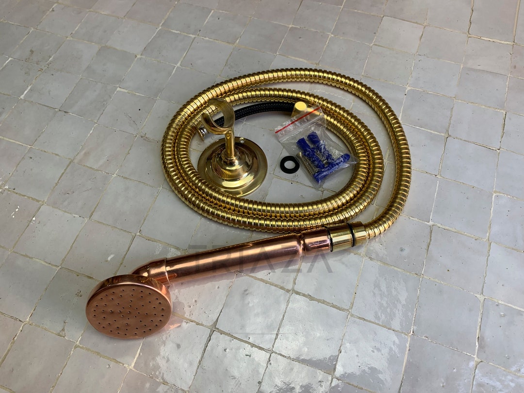 Copper Hand Shower, Unlacquered Handheld Outdoor Copper Shower Head ...