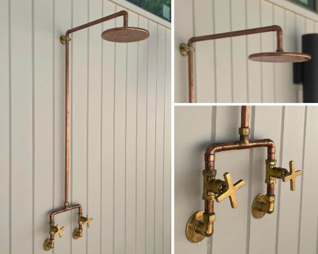 Unlacquered Solid Copper Shower , Outdoor Shower , Copper Outdoor ...