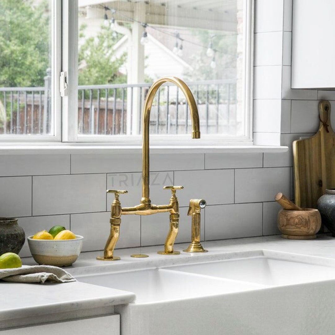 Unlacquered Solid Brass Kitchen Faucet , Brass Kitchen Faucet , Brass ...