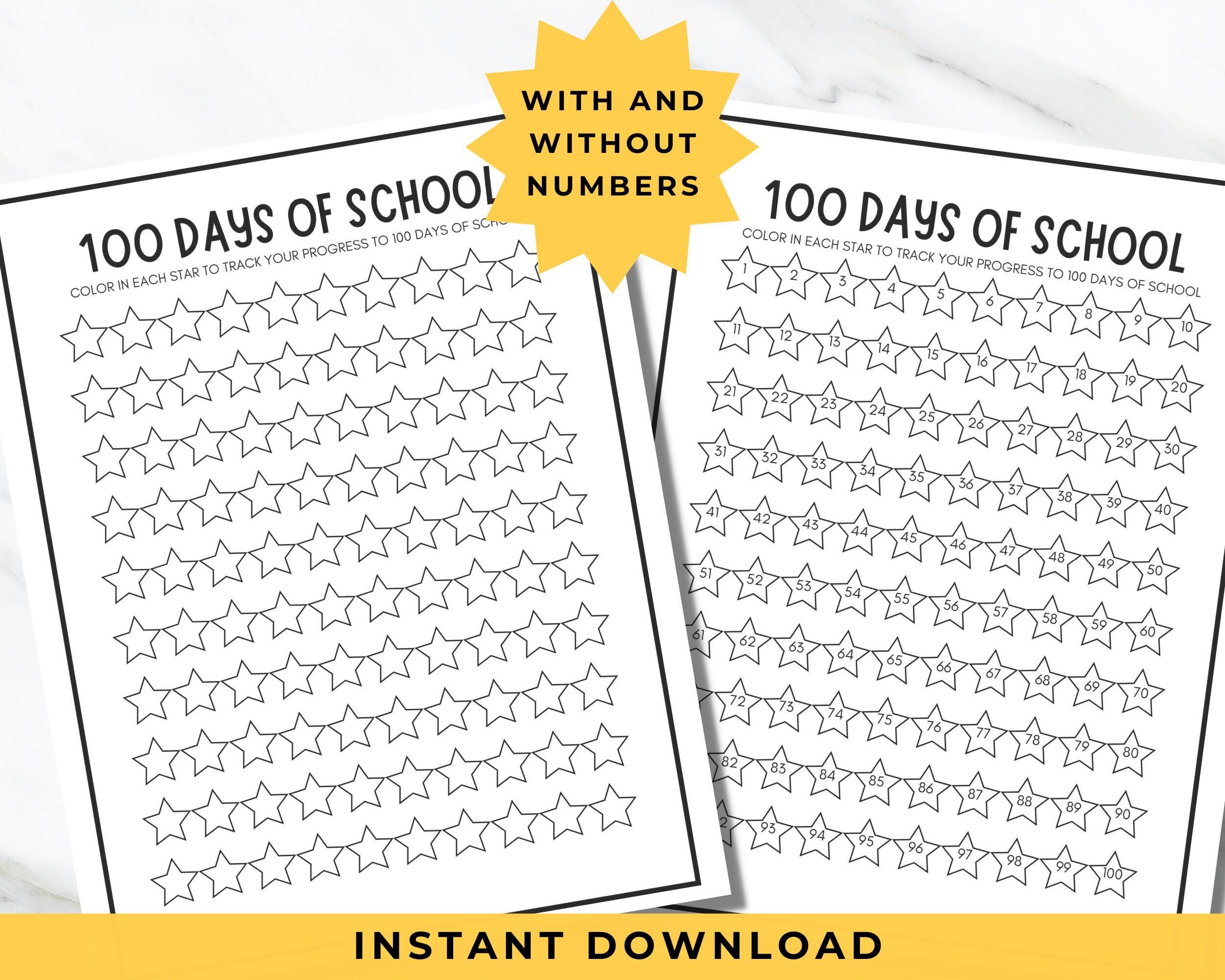 100 Days of School Printable Tracker Count and Color Activity for ...