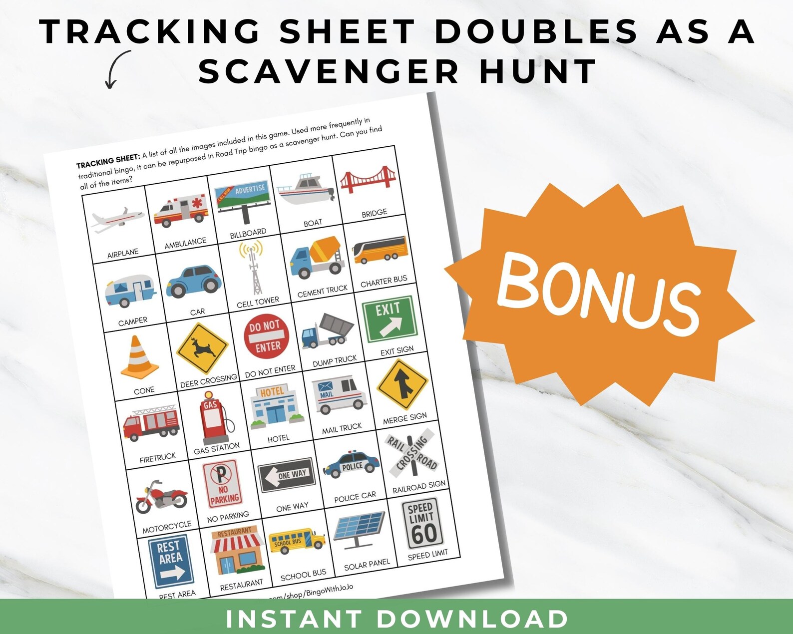 Road Trip Bingo 40 Cards Printable Travel Games for Kids, Adults Sign ...